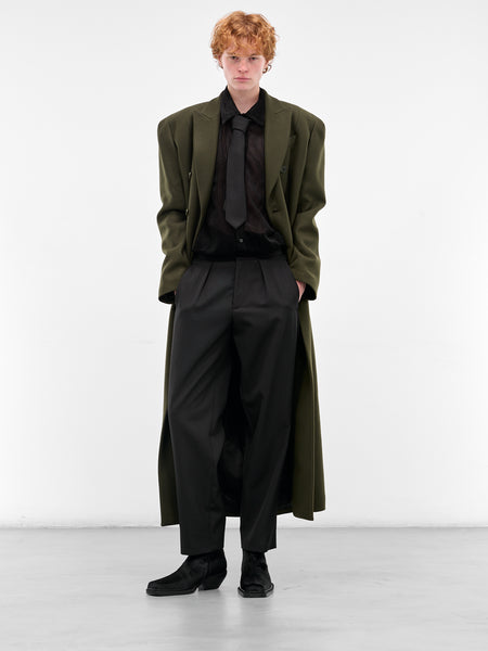 Green Wool Tailored Long Coat (0175-T505-ARMY)