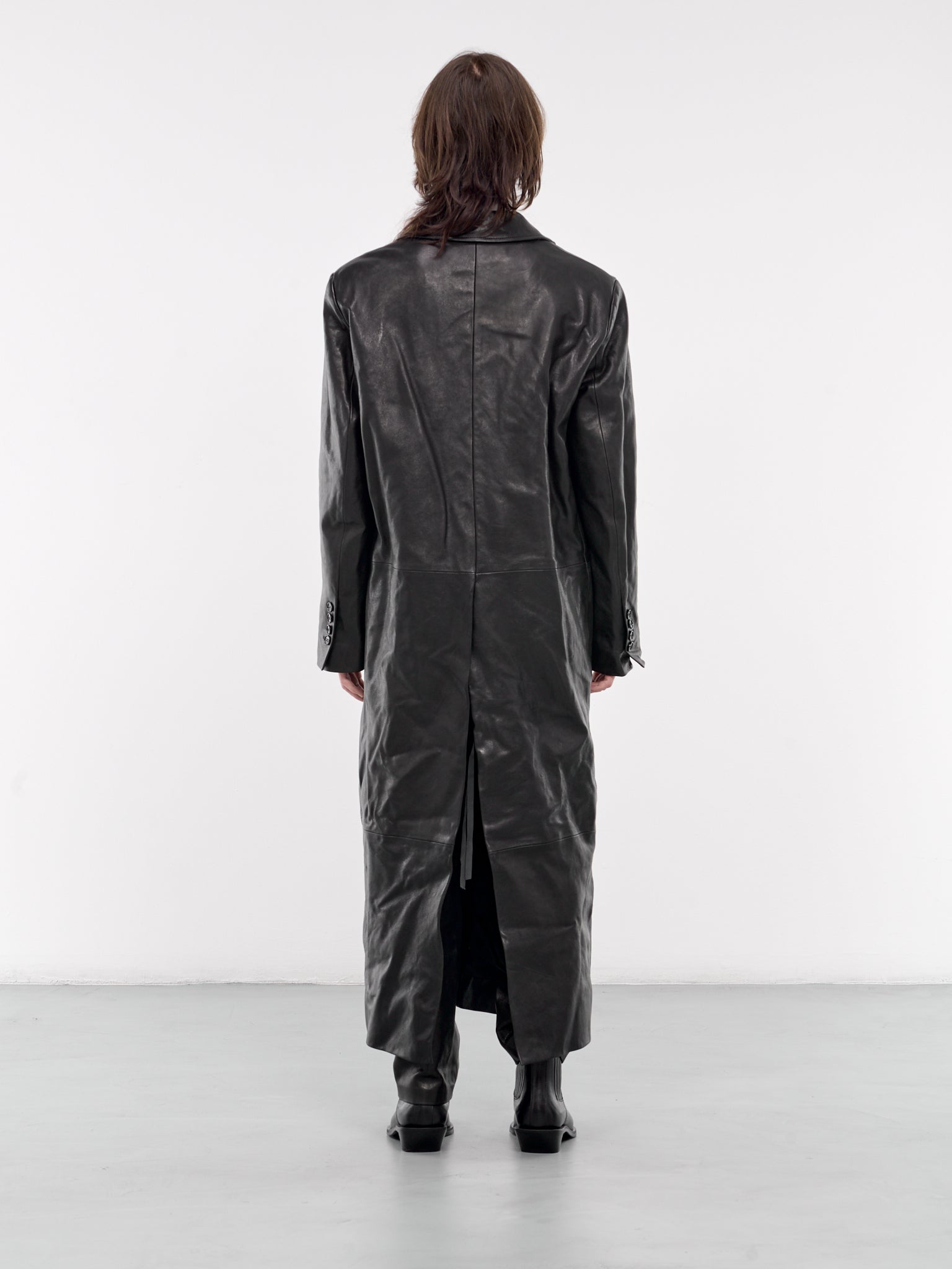 Hakan Tailored Leather Coat (B0012061-LT137-BLACK) Hakan Tailored Leather Coat (B0012061-LT137-BLACK)